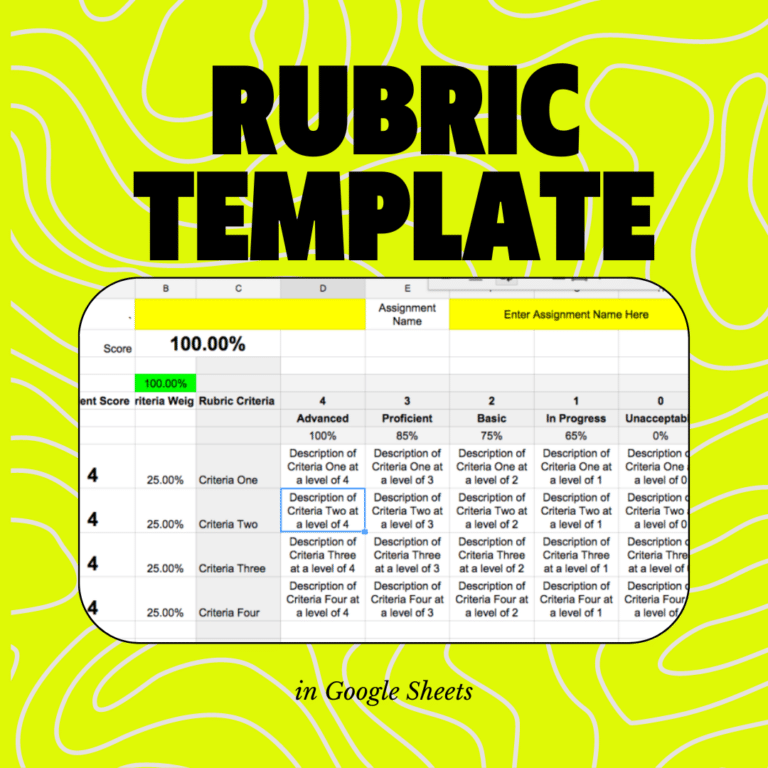 Rubric Template for Google Sheets - Teacher Tech with Alice Keeler