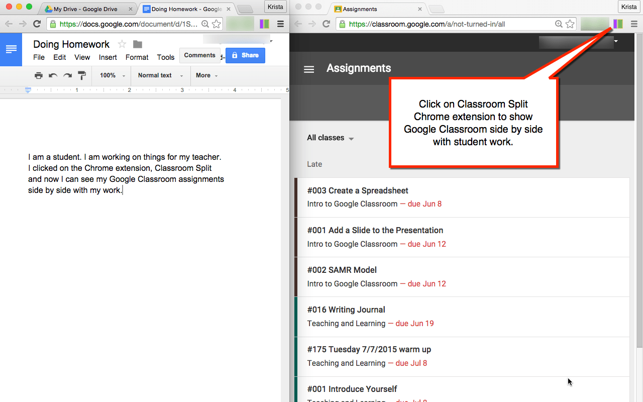 For Students Google Classroom Classroom Split Chrome Extension