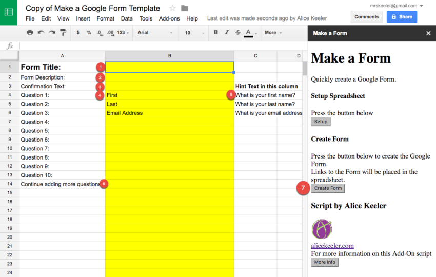 Alice's Quick Way to Make a Google Form - Teacher Tech with Alice Keeler