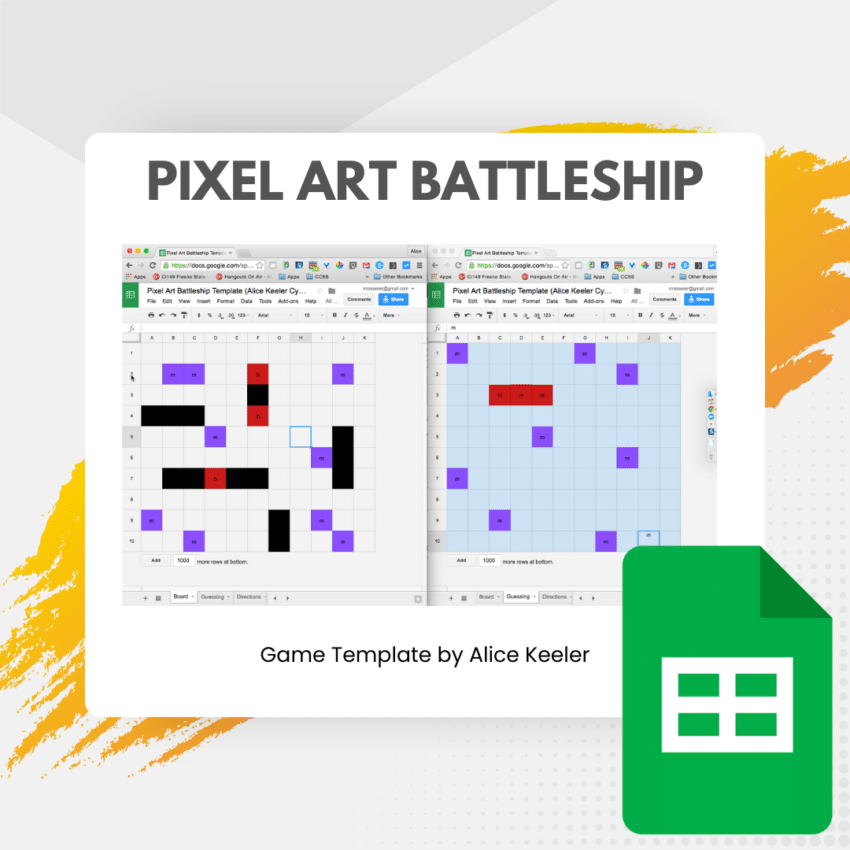 Pixel Art Battleship Classroom Google Sheets Game - Teacher Tech with ...