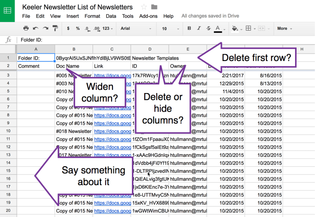 Google Drive: Make a List of Newsletters - Teacher Tech with Alice Keeler
