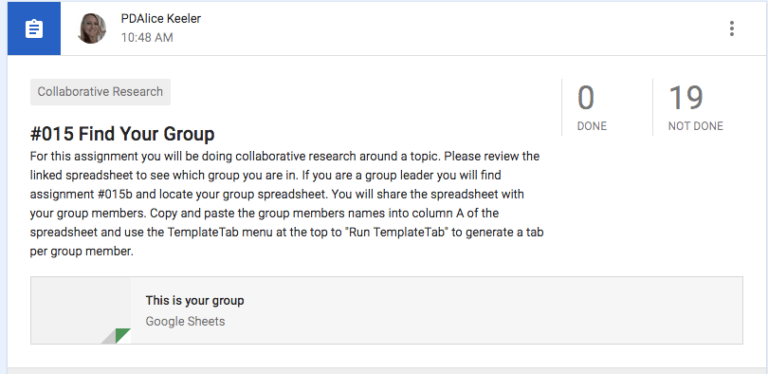 Google Classroom: TemplateTab for Groups - Teacher Tech with Alice Keeler