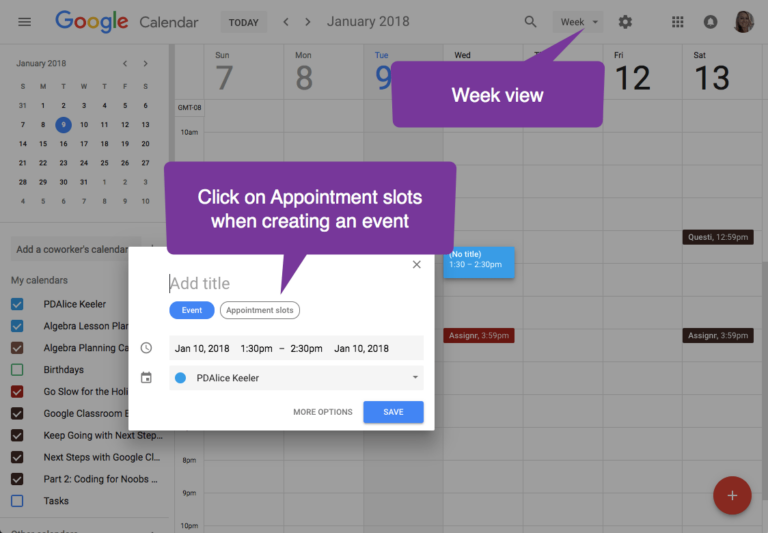 New Google Calendar: Appointment Slots - Teacher Tech with Alice Keeler