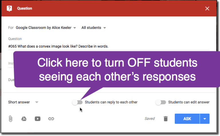 6 Uses for Google Classroom Ask a Question - Teacher Tech with Alice Keeler
