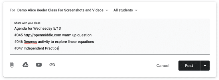 Google Classroom: Announce Your Agenda - Teacher Tech with Alice Keeler