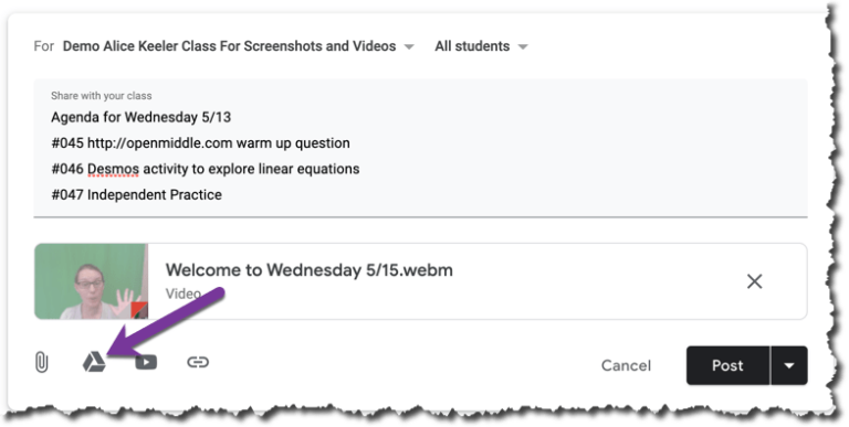 Google Classroom: Announce Your Agenda - Teacher Tech with Alice Keeler