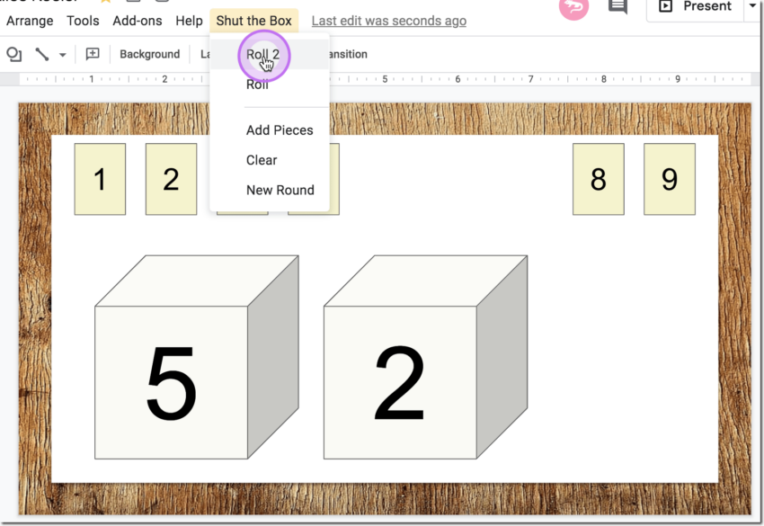 Shut the Box Game - Google Slides - Teacher Tech with Alice Keeler