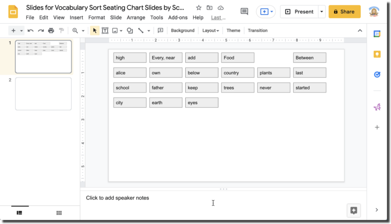 Vocabulary Sort with Google Slides - Teacher Tech with Alice Keeler