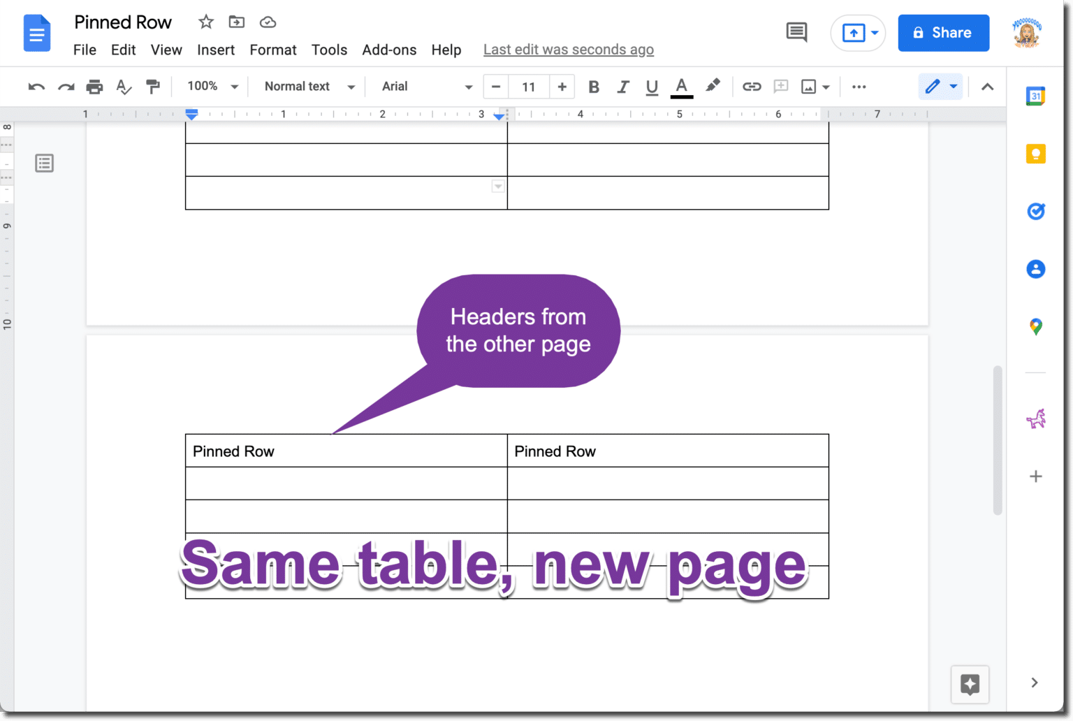 Google Docs: Pinning Table Headers - Teacher Tech with Alice Keeler