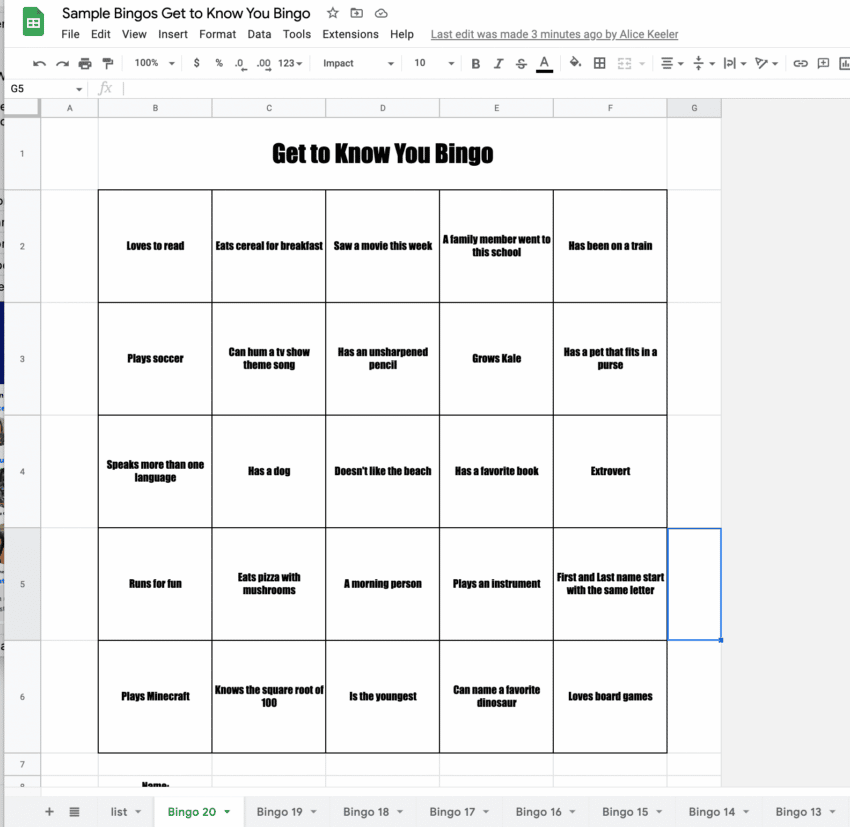 Bingo Ice Breaker with Alice Keeler - Teacher Tech with Alice Keeler