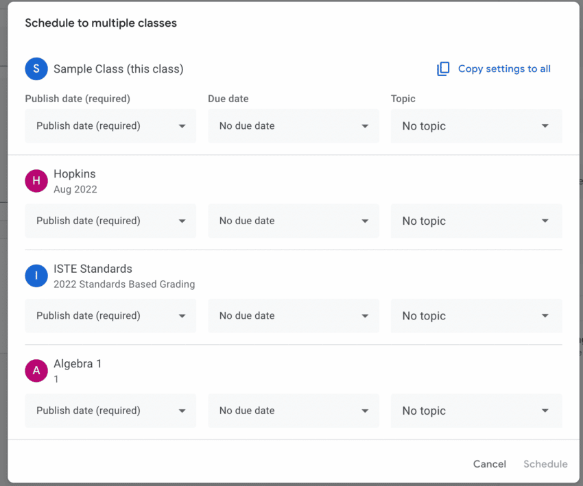How to Schedule Assignments for Multiple Classes in Google Classroom ...