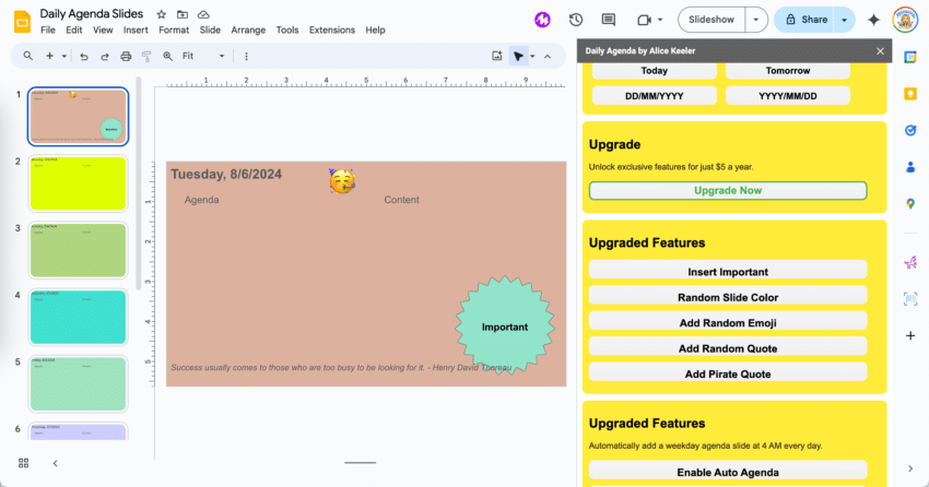 Wow! Daily Agenda Slides for Google Slides - Teacher Tech with Alice Keeler